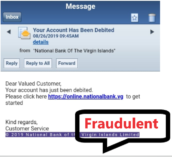 Another bank victim to fraudulent emails being sent under their name