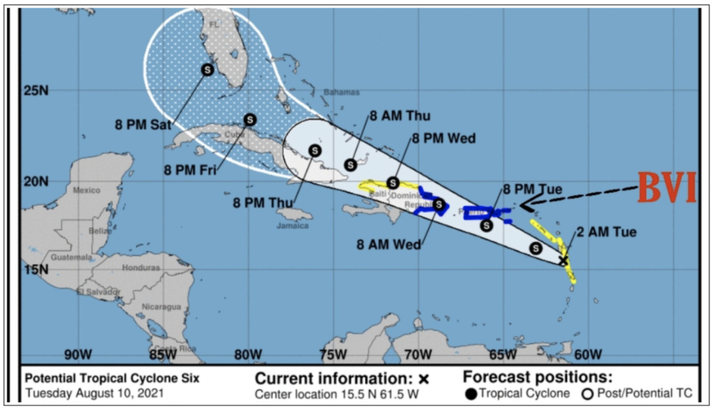 BVI sitting just outside a looming tropical cyclone’s cone